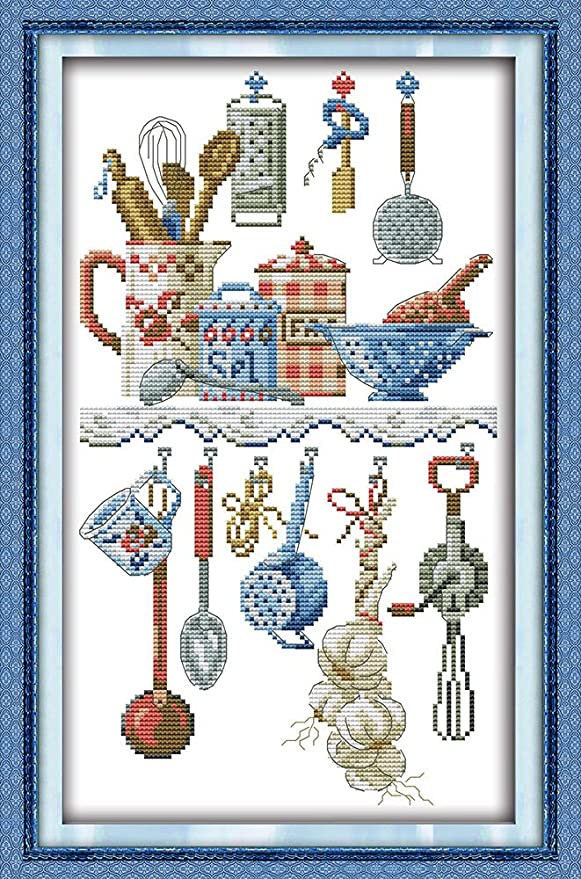 Stamped Cross Stitch Kits Kitchenware 11.4 18.9 Maydear Crafts
